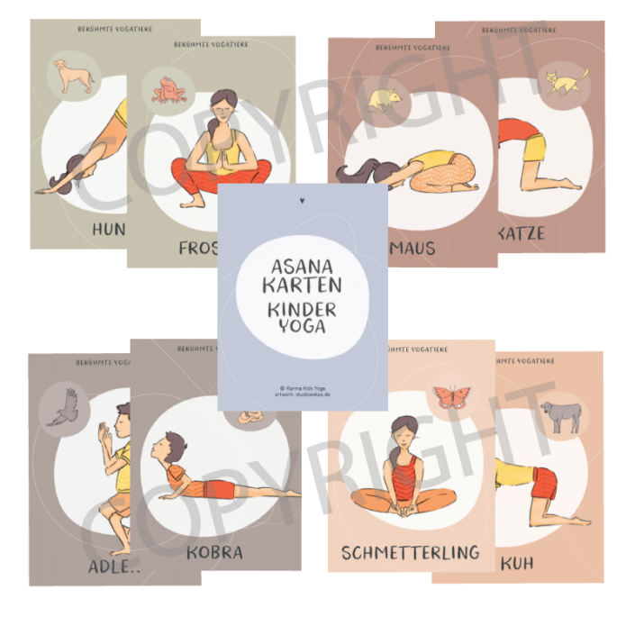 Yogakarten für Kinderyoga ️ Asana mit berühmten Yogatieren